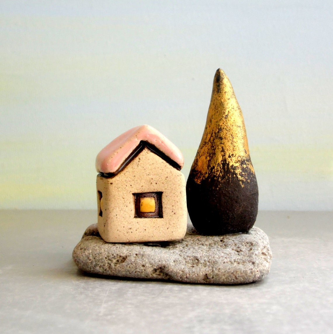 Sculpture Little House and Tree Rustic Cottage Beach - Etsy