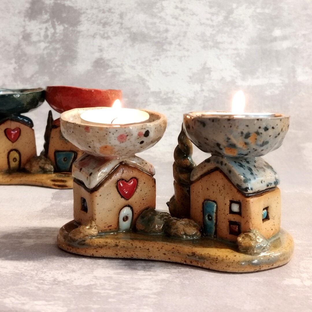 Shabbat Candleholders, T Light Candle Holders Centerpiece, Ceramic ...