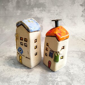 Set of Two Tiny Ceramic Houses, Home Miniature, Pottery Set, House Art ...