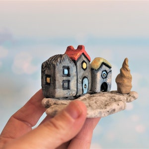 House Miniature Scene Made With Clay and Stone, Unique Gift, Ceramic ...