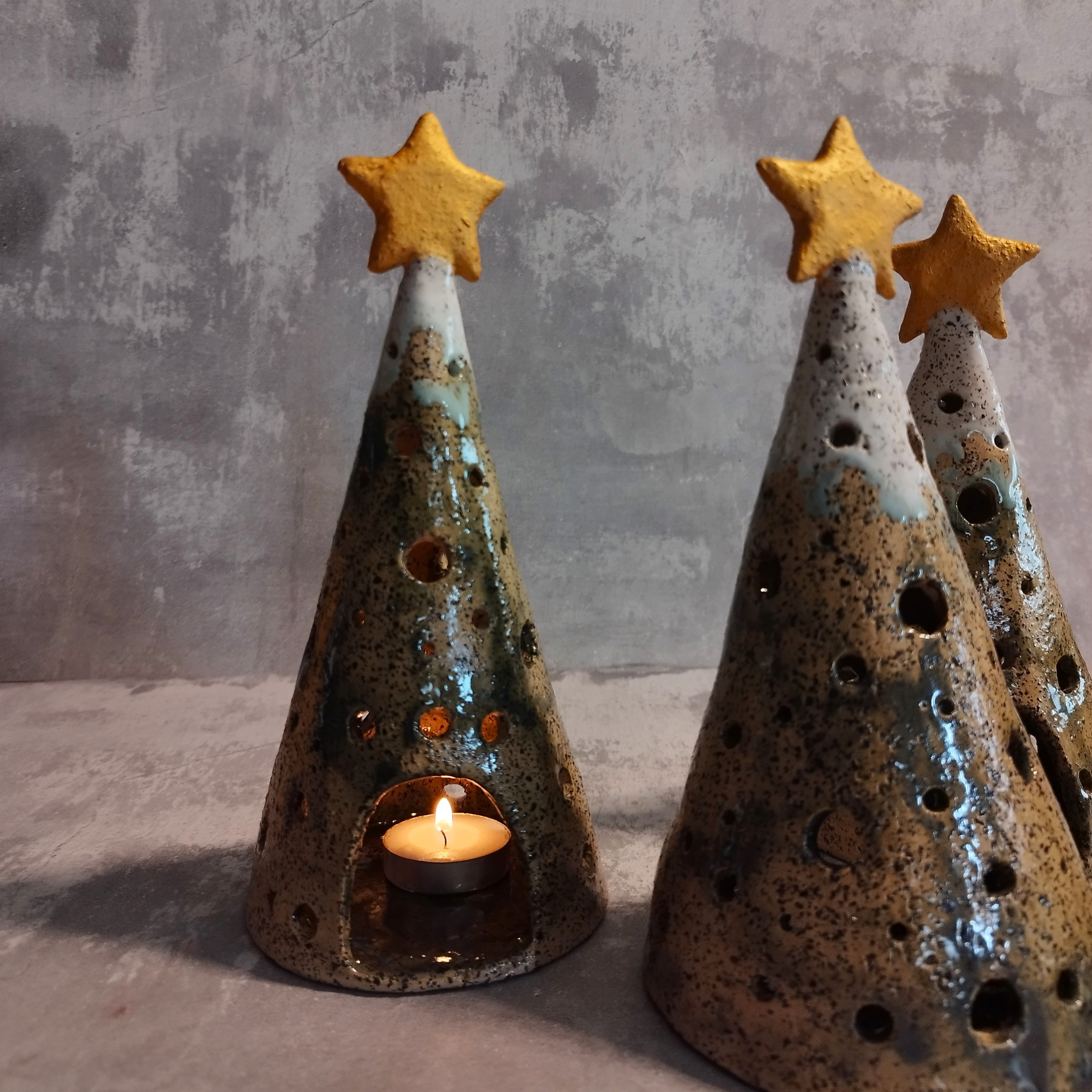 LARGE Ceramic Christmas Tree Candle Holder, Christmas Lights Decoration ...