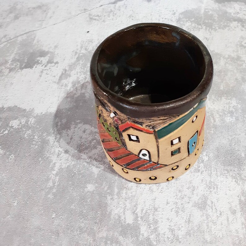 Hand Made Pottery of a Small Ceramic Vase With Village View | Etsy