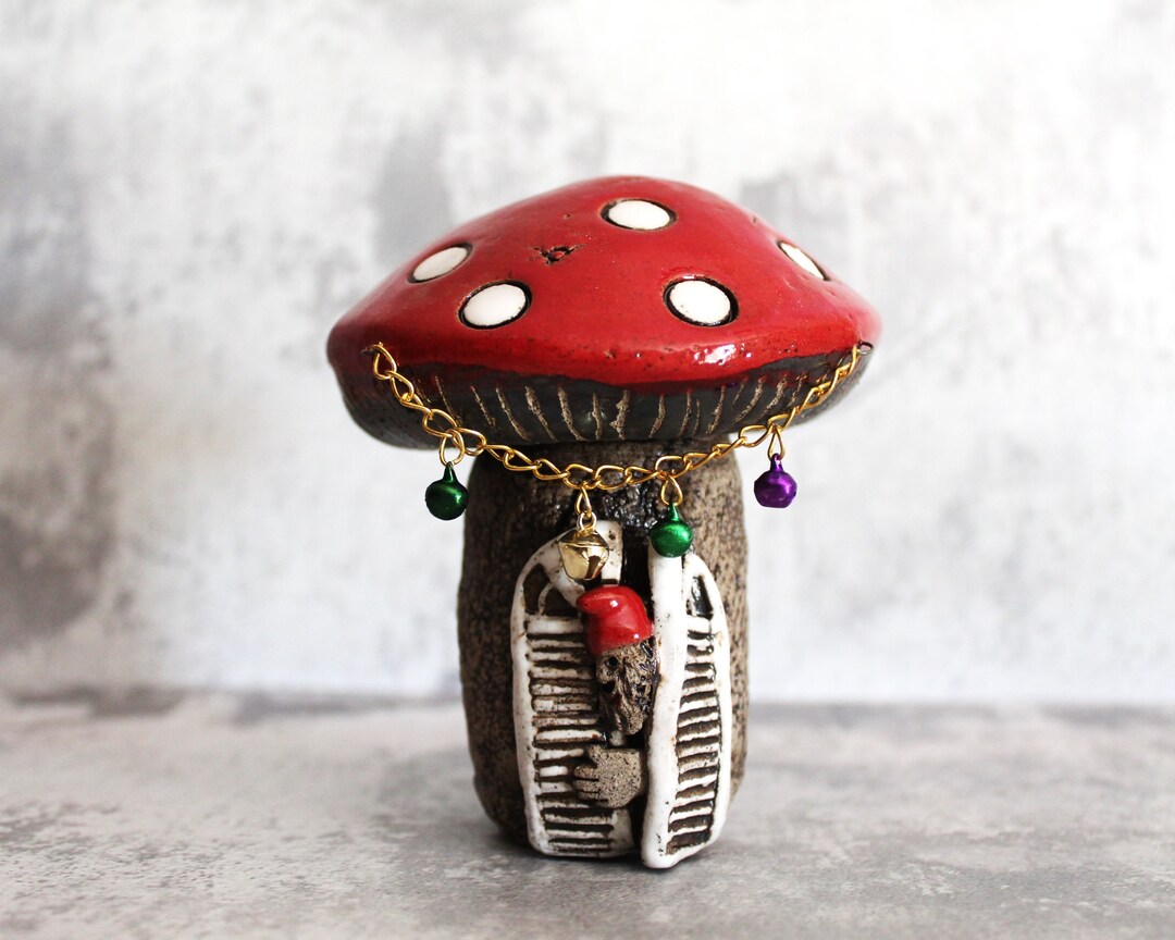 Ceramic Mushroom House, Ceramic Mushroom, Ceramic Miniature, Ceramics ...