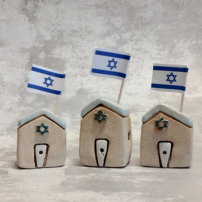 Miniature Jewish House, Israeli Flag, Small Judaica Art - Etsy