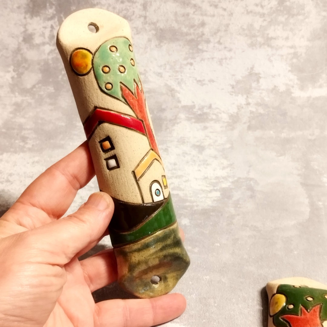 Jewish Mezuzah, Handmade Ceramic Mezuzah With Israeli View, Mezuzah ...
