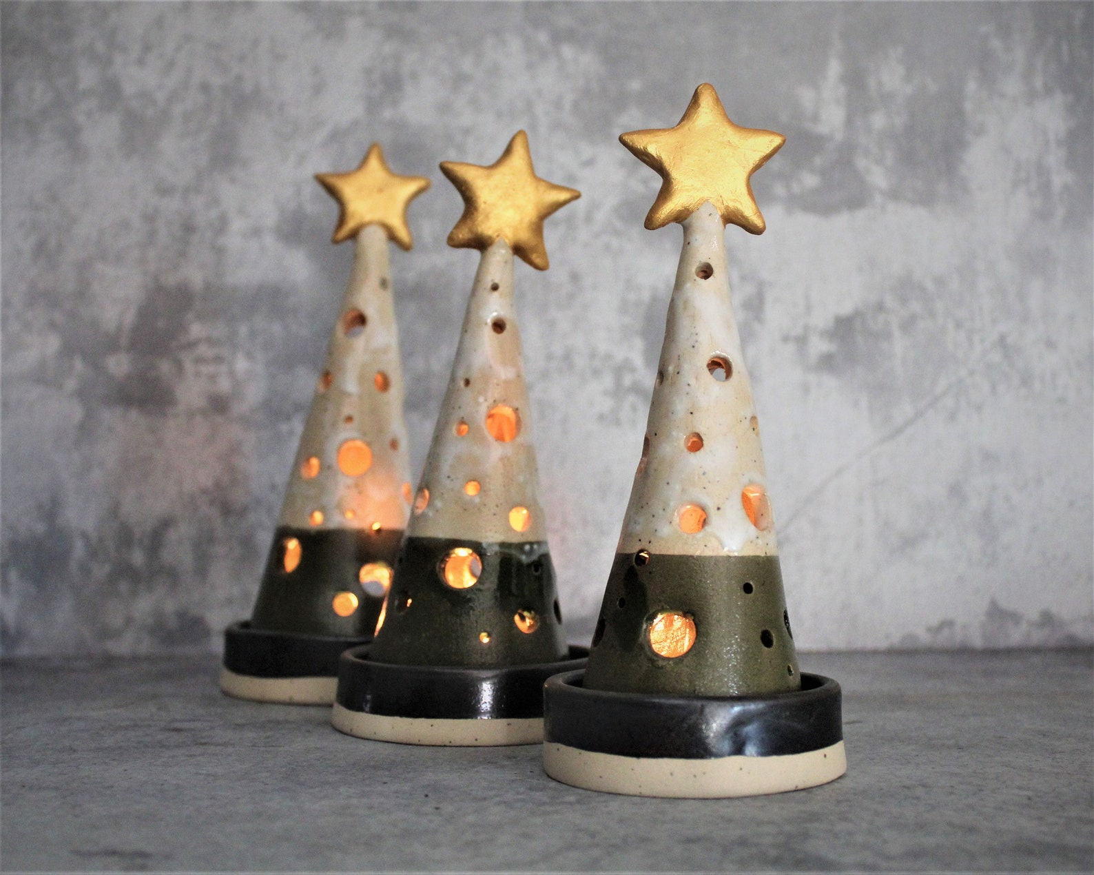 Large Ceramic Christmas Tree Candle Holder, Christmas Lights Decoration ...
