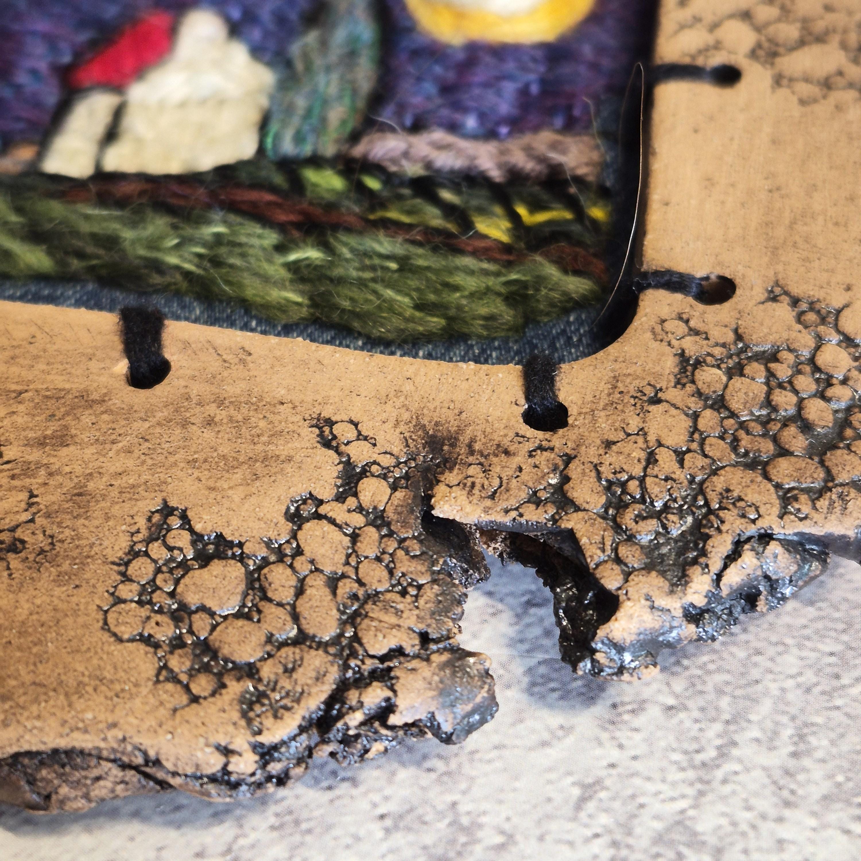 Handmade Small Ceramic Embroidery Wall Art: Israeli Landscape Decor - Etsy