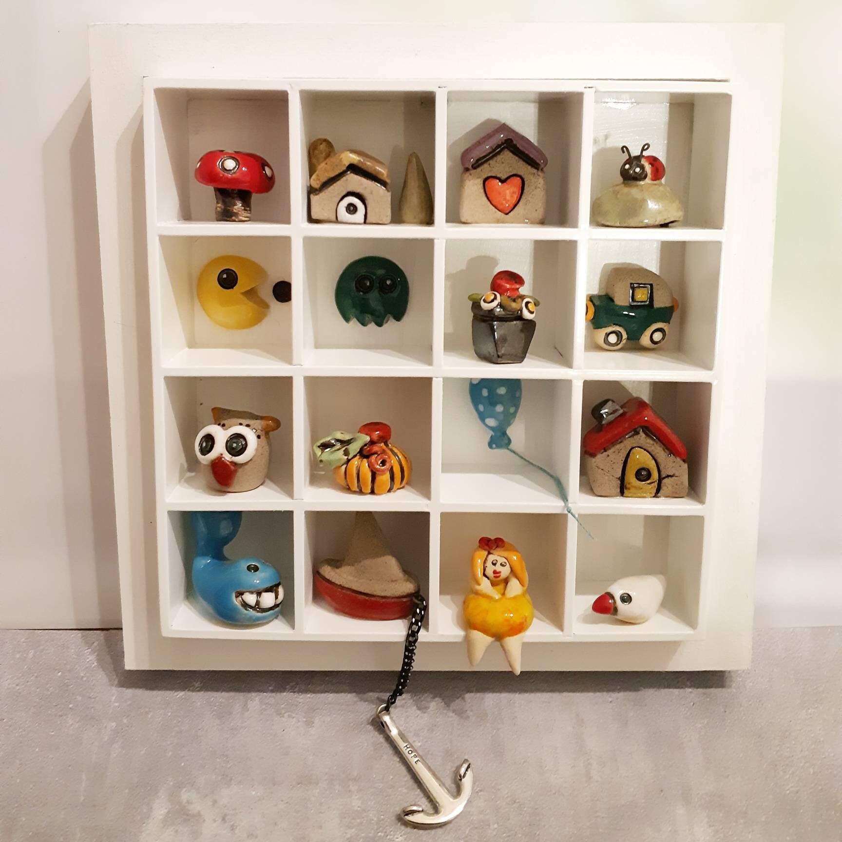 Wall decor picture of 16 miniatures in a small display rack | Etsy