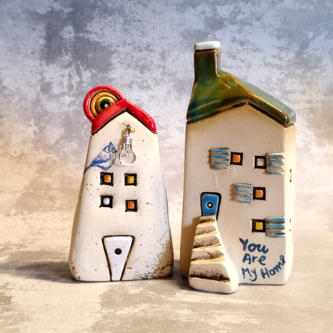 Miniature Ceramic Houses, Rustic Home Decor, Ceramic Collectibles ...