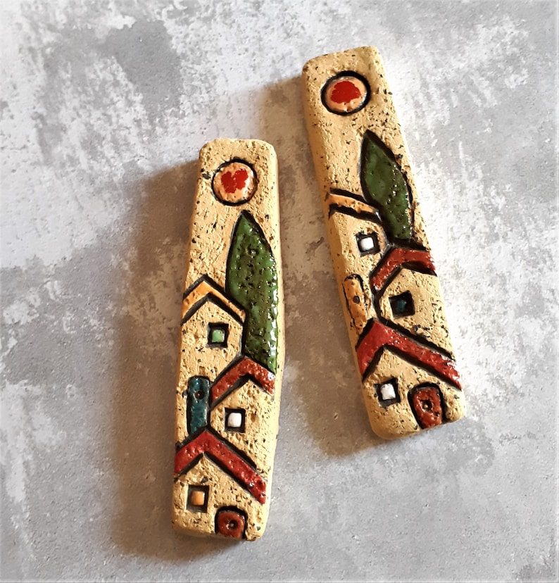 Handmade Ceramic Jewish Mezuzah With Israeli Houses View - Etsy
