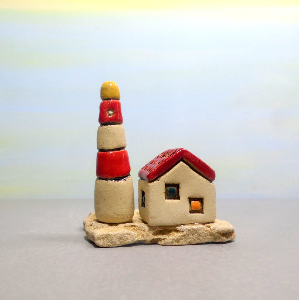 Red and White Little Lighthouse Ceramic Sculpture Miniature - Etsy