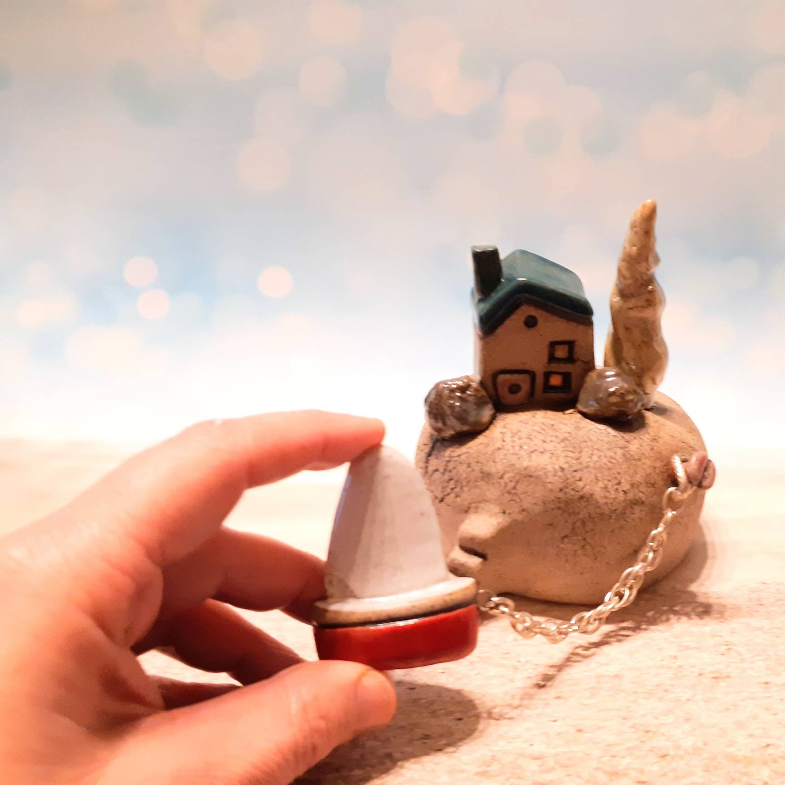 Clay House With a Miniature Boat Little Ceramic Sculpture | Etsy