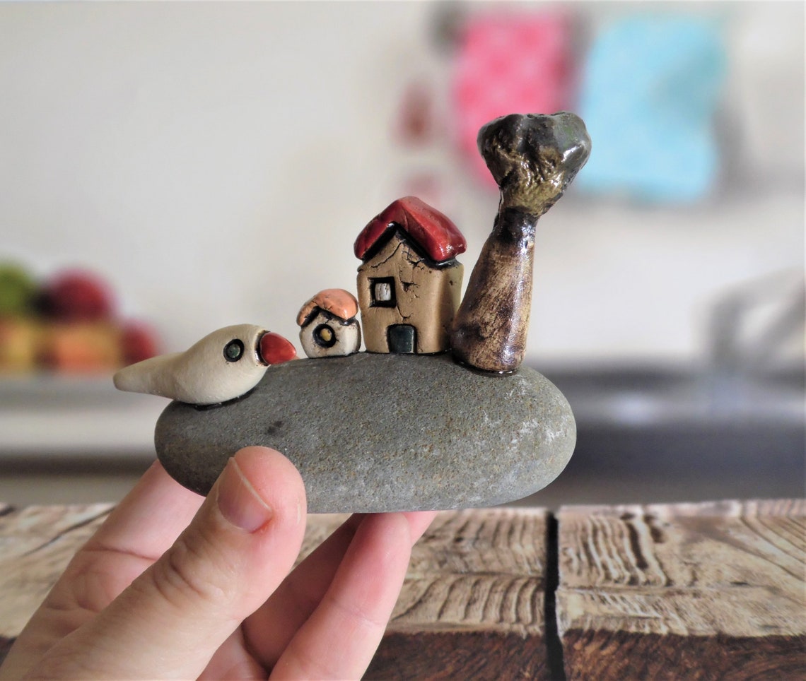 Ceramic Gift of a Miniature Including Two Little Clay Houses - Etsy