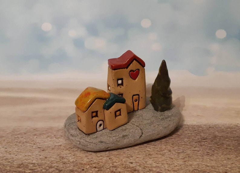 Small Ceramic Houses Sculpture and a Centerpiece Made of Clay and ...