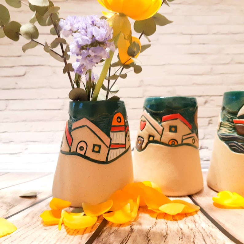 One Random Ceramic Vase Carved & Painted With a View Around. - Etsy