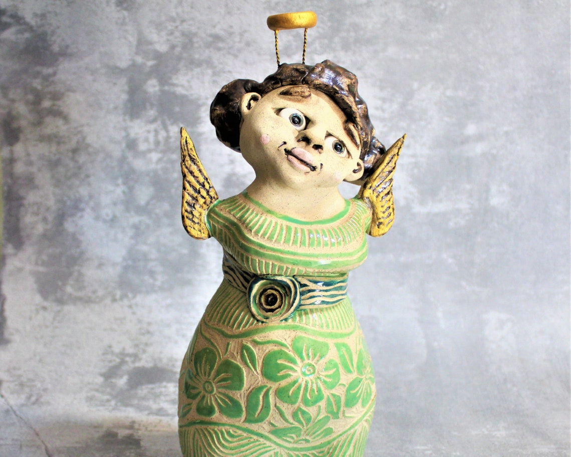 Ceramic Figurine, Angel Figurine, Angel Art Sculpture, Ceramic Angel ...