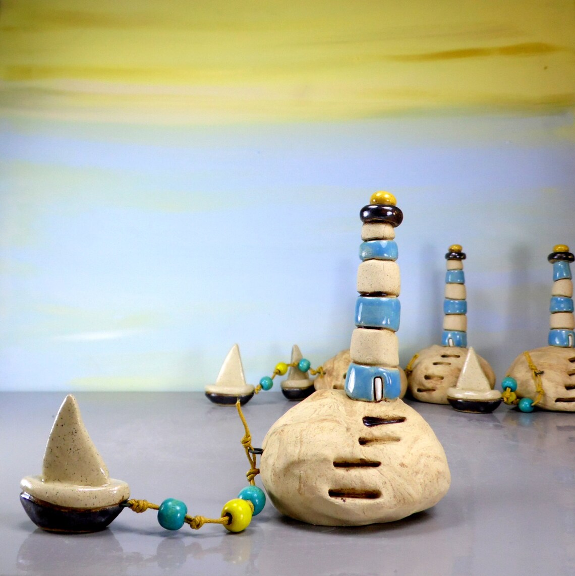 Miniature Lighthouse Little ceramic boat miniature Ceramic | Etsy