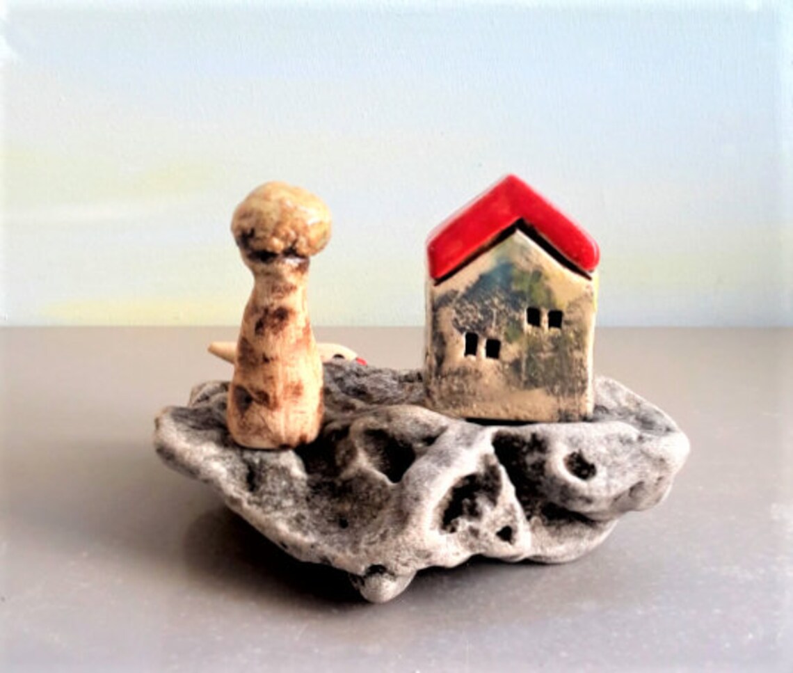 Sculpture Little Village Small House Desk Decor Ceramics - Etsy