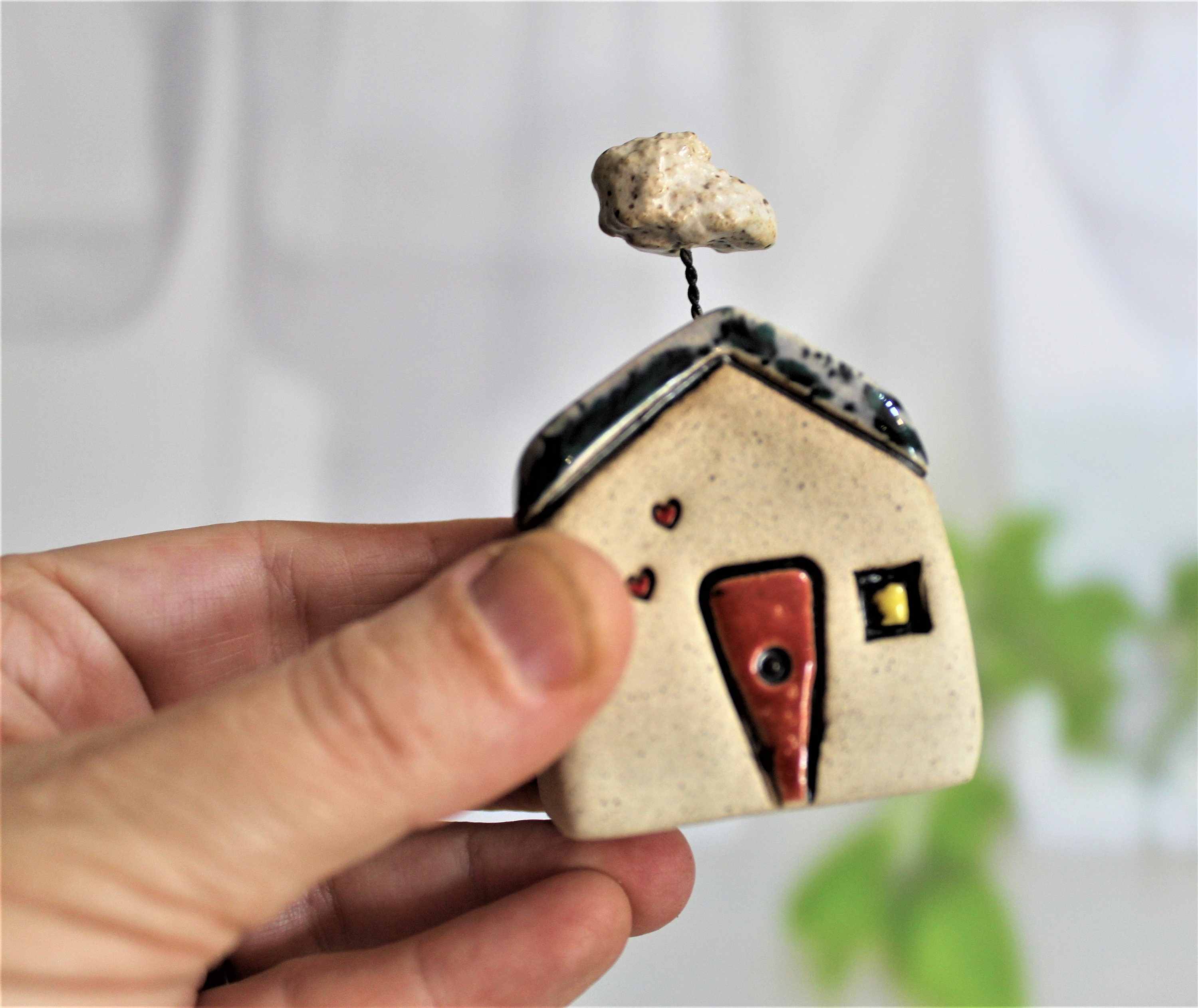 Handmade Ceramic House, Miniature Clay House, Whimsical Art , Israeli ...