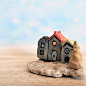 House Miniature Scene Made With Clay and Stone, Unique Gift, Ceramic ...