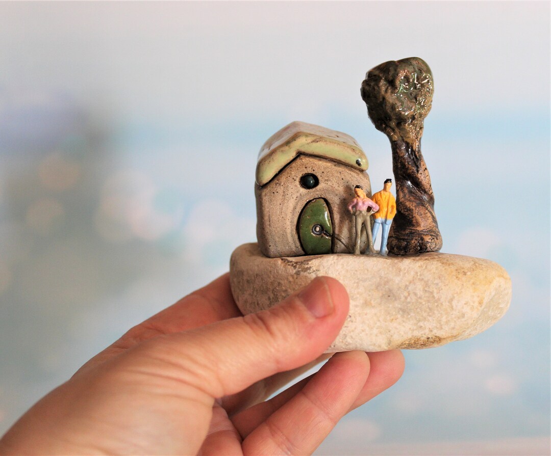 Couples Gift, Anniversary Gift, Small Whimsical Art Gift of a Stone and ...