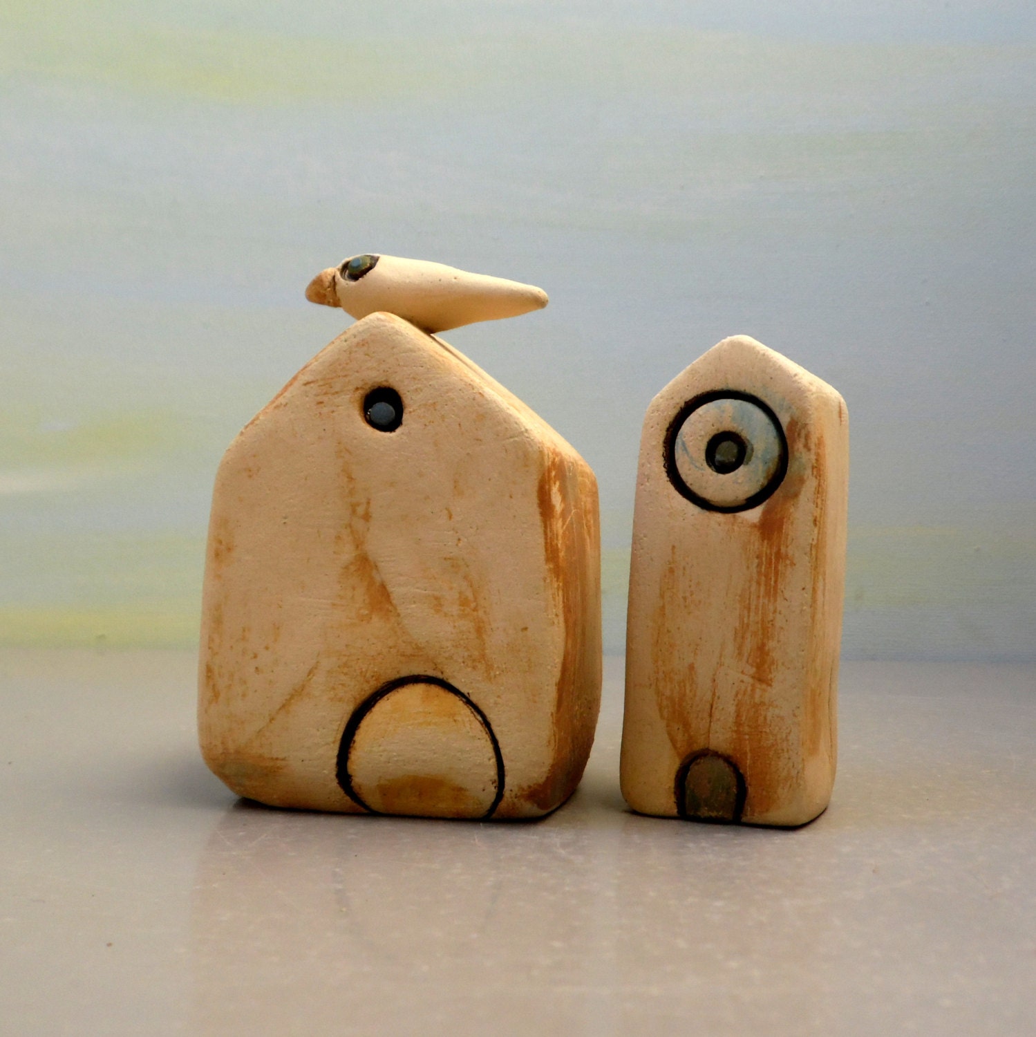 Set of Two Small Ceramic Houses Ceramic Home Decoration - Etsy