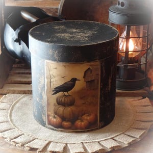 Primitive Black Crow Pantry Box~rustic Fall~farmhouse Halloween ...