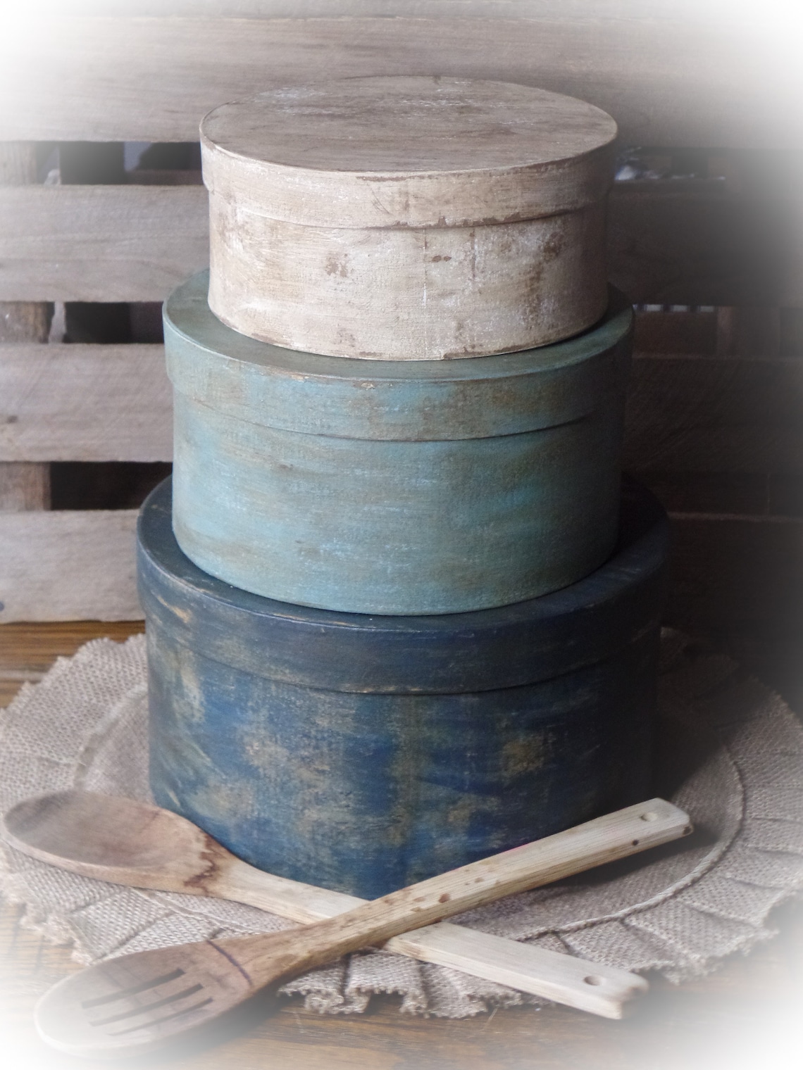 Primitive Distressed Aged Grungy Nesting Pantry Boxes~farmhouse Rustic ...