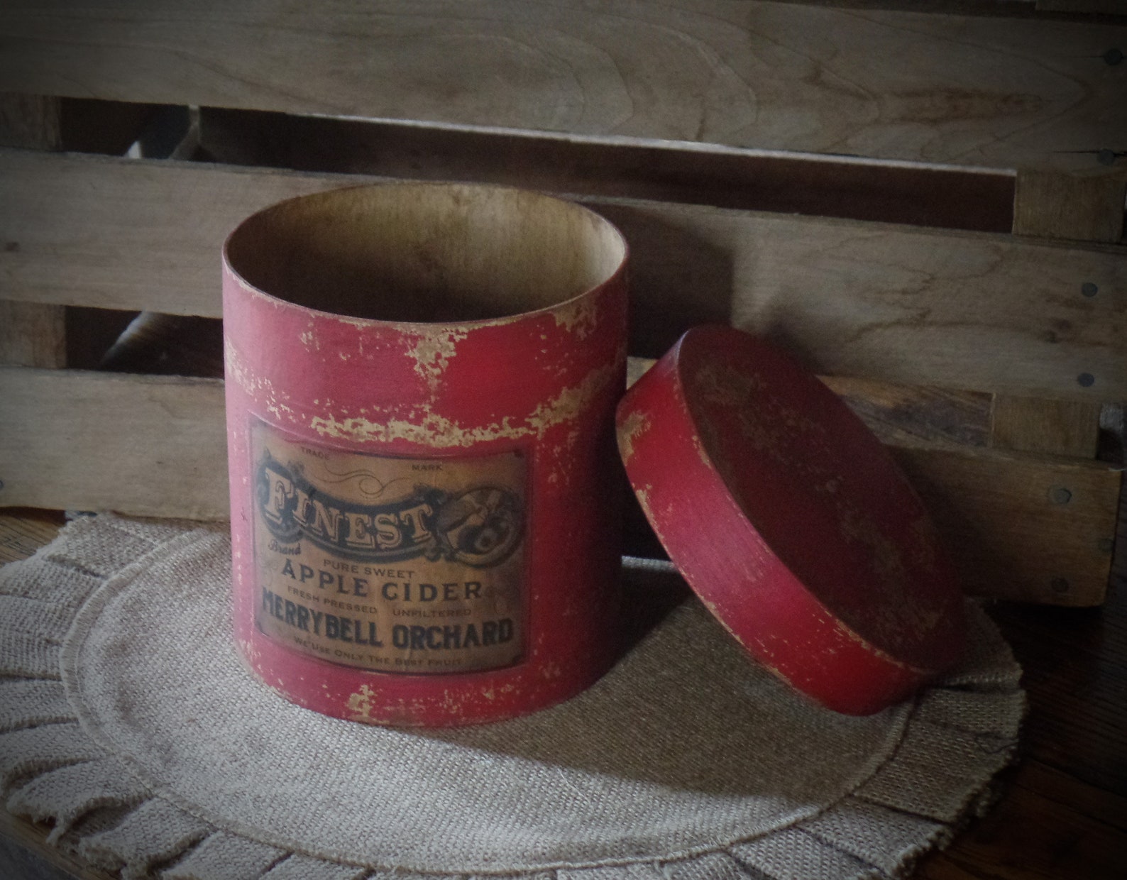 Primitive Distressed Aged Grungy Red Apple Cider Mill Pantry Boxes ...