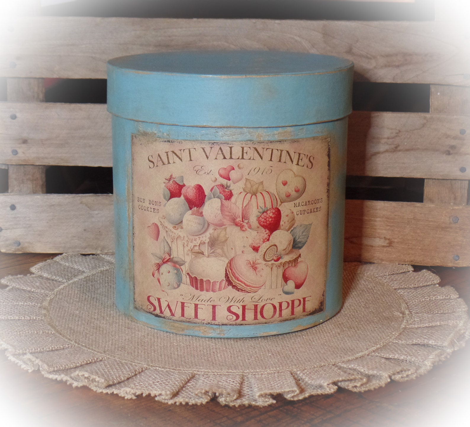Primitive Distressed Aged Grungy Farmhouse Valentine Pantry Box~rustic ...