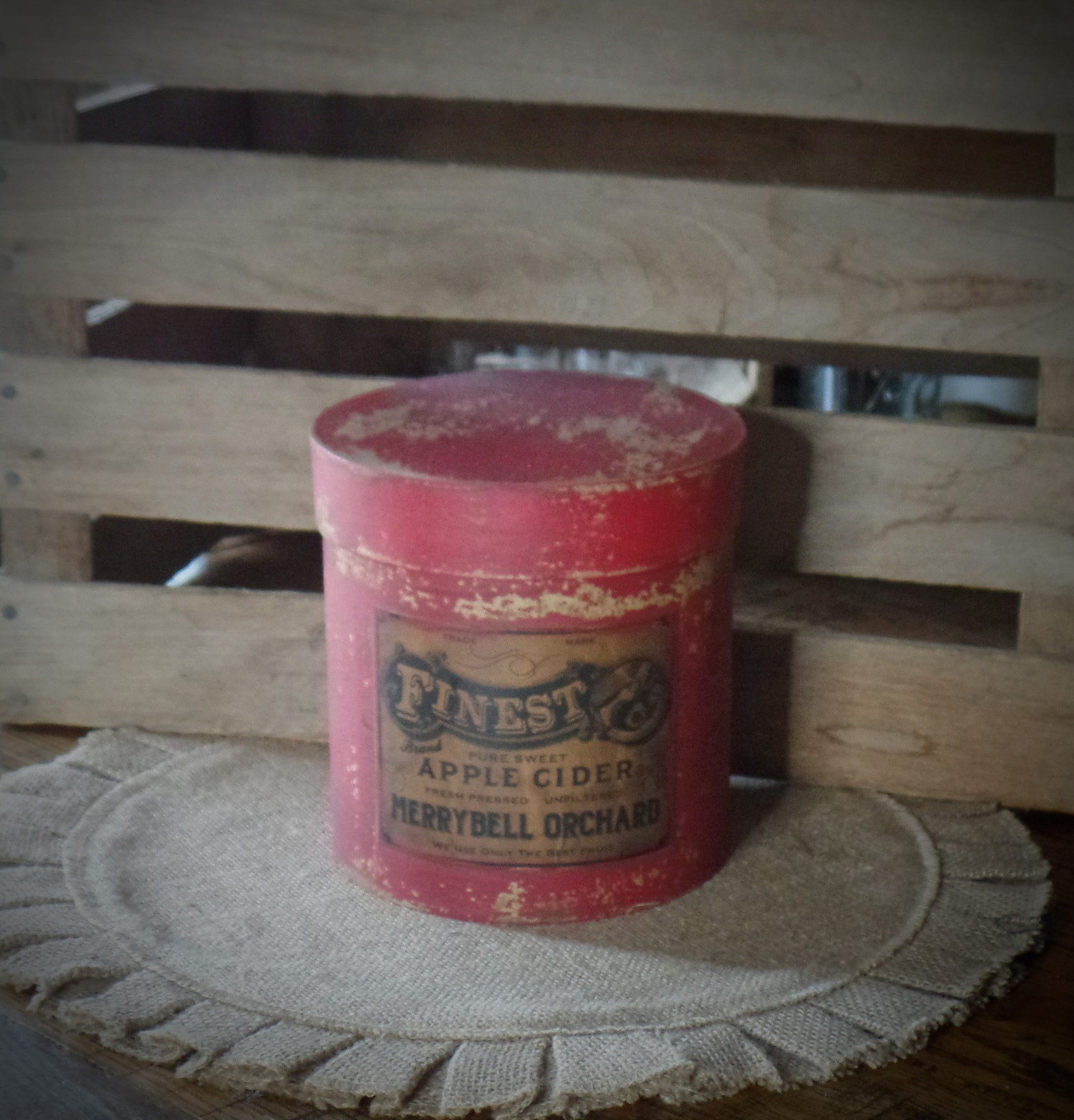Primitive Distressed Aged Grungy Red Apple Cider Mill Pantry Boxes ...