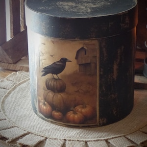 Primitive Black Crow Pantry Box~rustic Fall~farmhouse Halloween ...