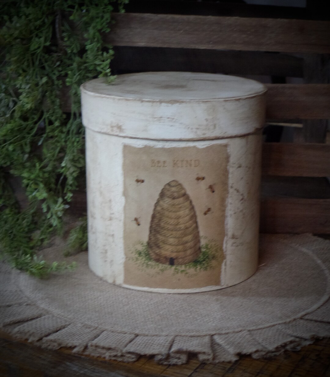 Primitive Distressed Aged Grungy Farmhouse Primitive Beehive Pantry Box~farmhouse Rustic ...