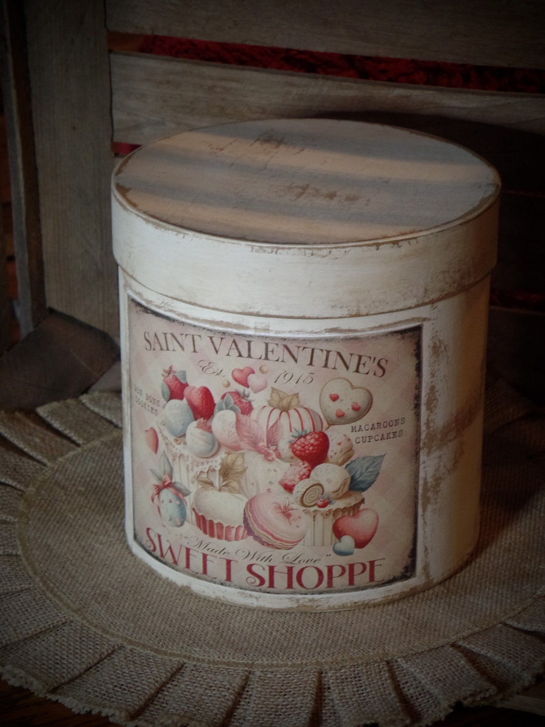 Primitive Distressed Aged Grungy Farmhouse Valentine Pantry Box~rustic ...