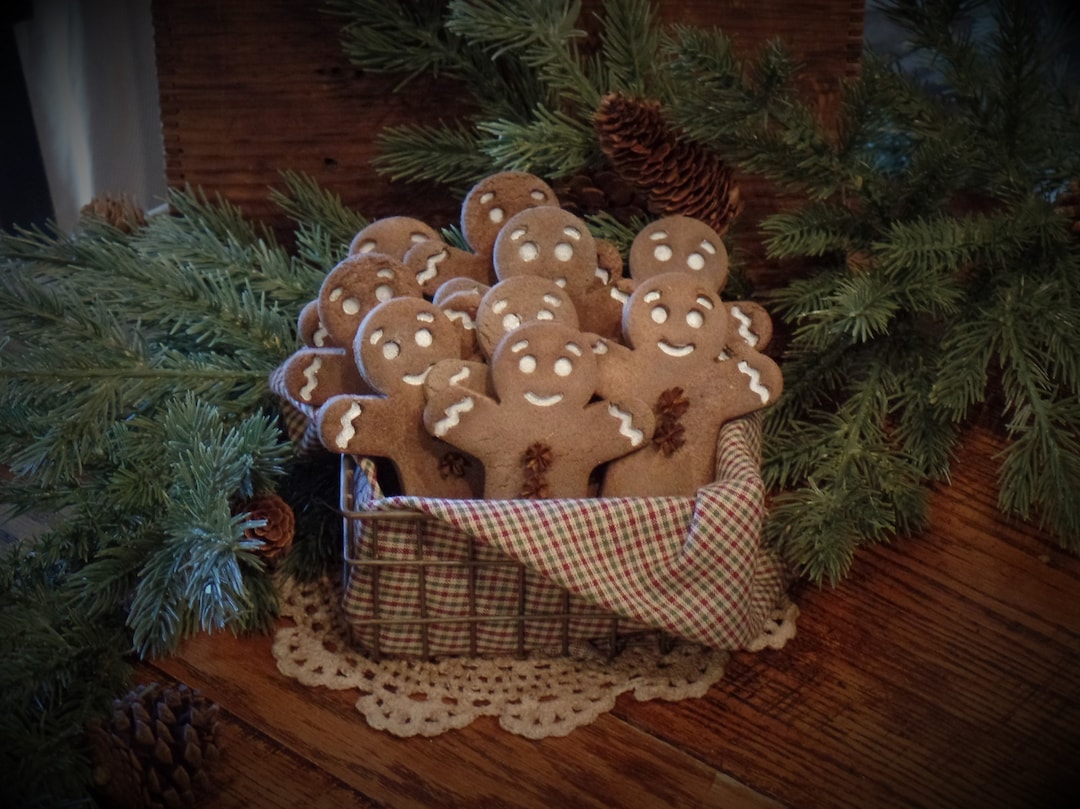 Primitive Rustic Farmhouse Faux Gingerbread Men Cookies~christmas ...