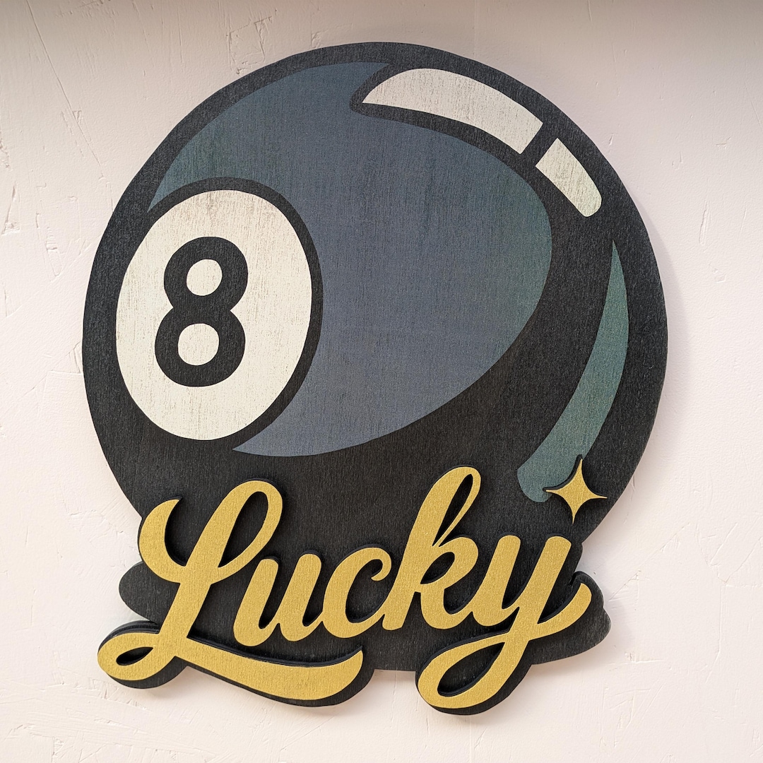 LUCKY 8 BALL Tattoo Wall Art – Vintage Style Wooden Wall Art – Handmade ...