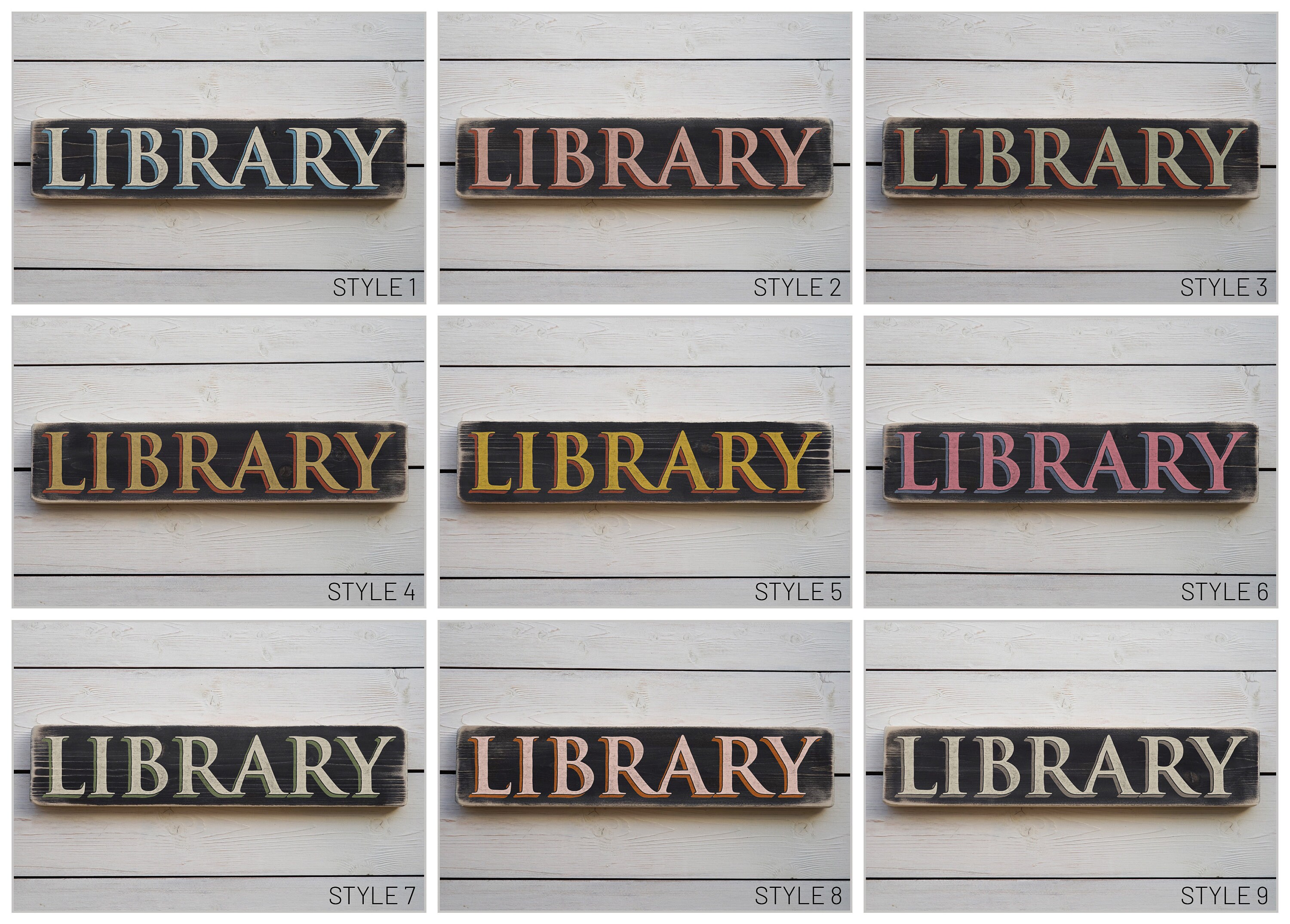 LIBRARY Vintage Style Wooden Sign. Handmade Retro Home Gift - Etsy UK