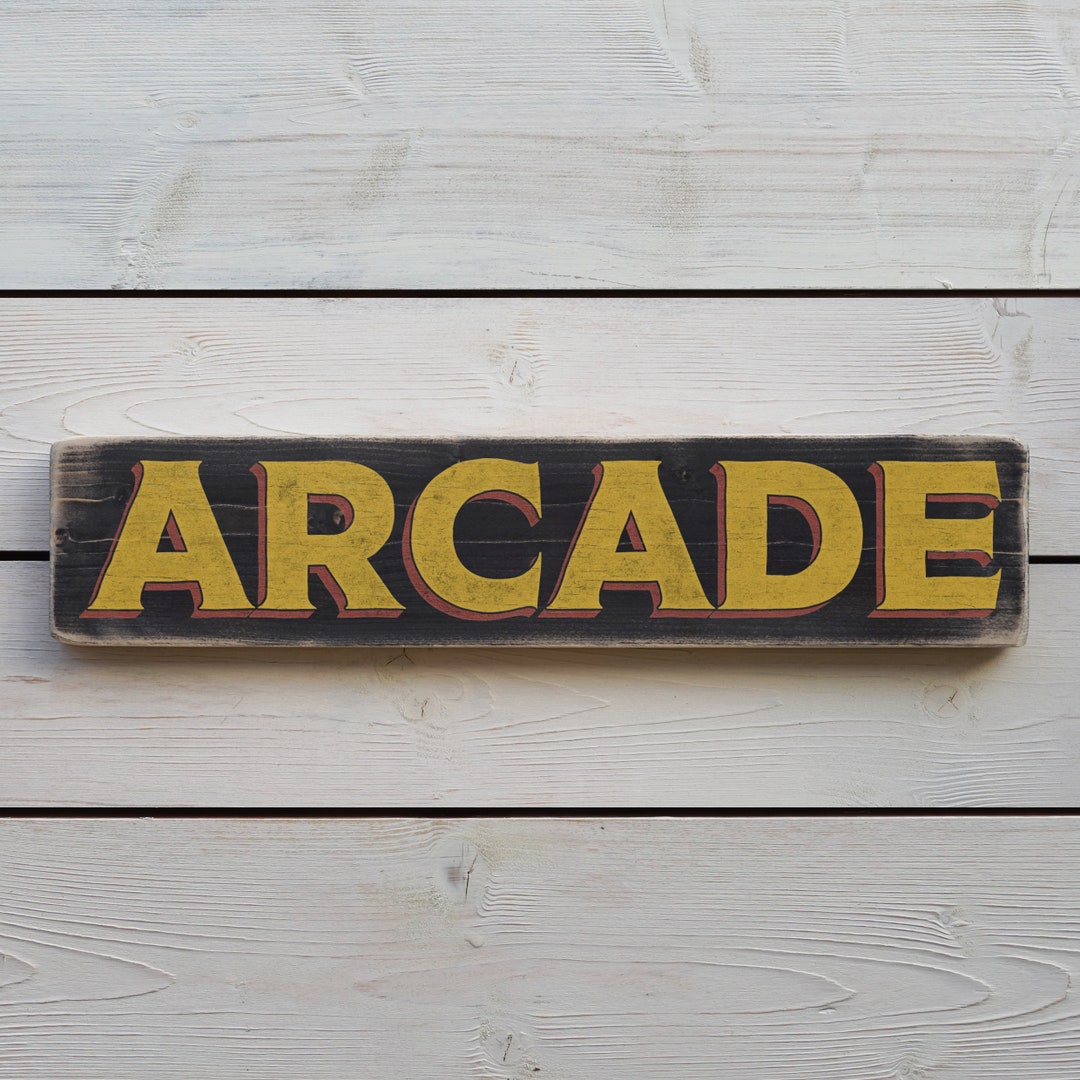 ARCADE Vintage Style Wooden Sign. Handmade Retro Home Gift - Etsy