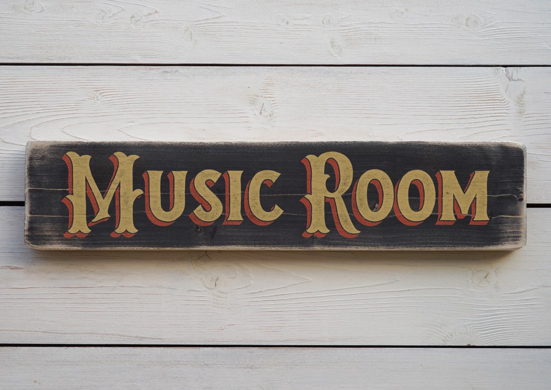 MUSIC ROOM Vintage Style Wooden Sign. Handmade Retro Home Gift - Etsy