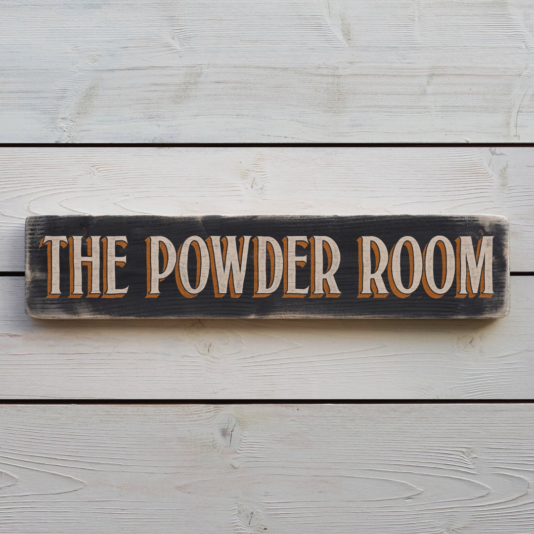 THE POWDER ROOM - Vintage Style Wooden Sign. Handmade Retro Home Gift ...