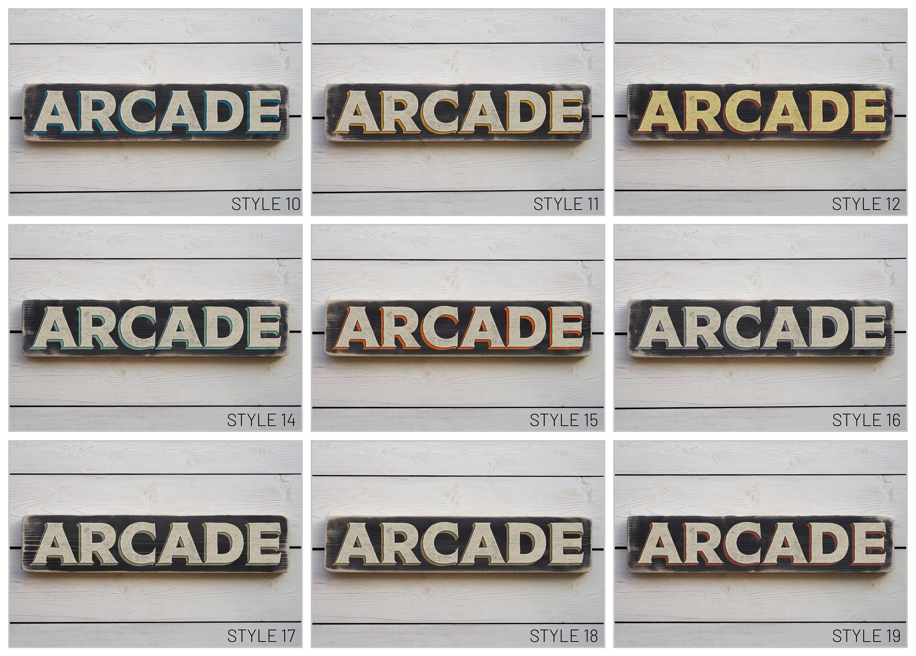 ARCADE Vintage Style Wooden Sign. Handmade Retro Home Gift - Etsy