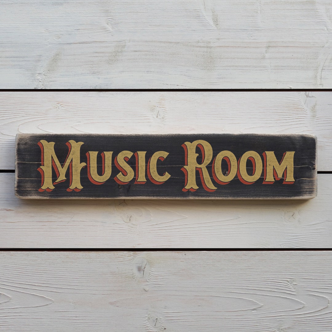 MUSIC ROOM Vintage Style Wooden Sign. Handmade Retro Home Gift - Etsy