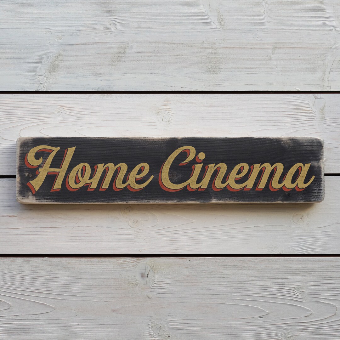 HOME CINEMA Vintage Style Wooden Sign. Handmade Retro Home Gift - Etsy