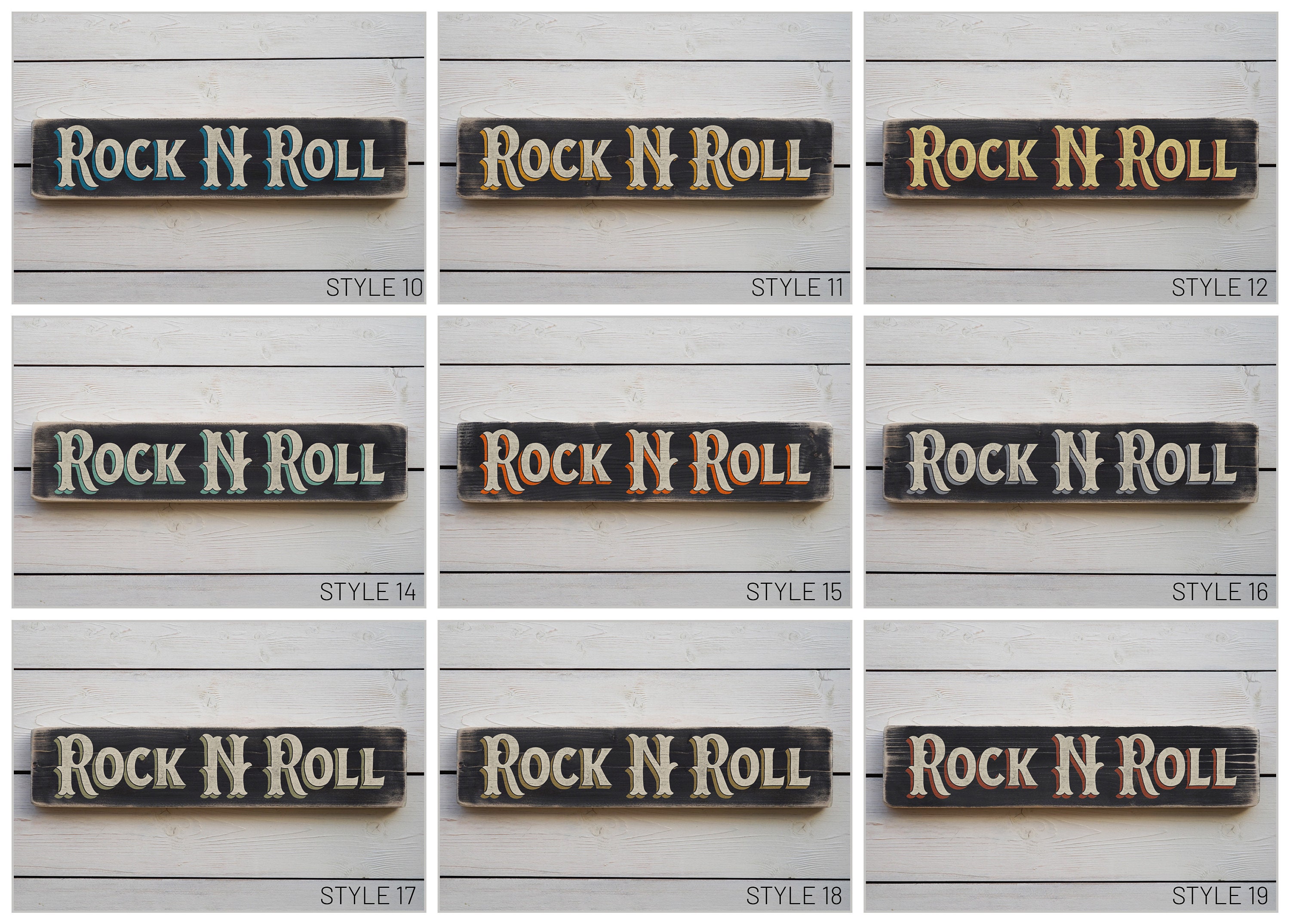 ROCK N ROLL Vintage Style Wooden Sign. Handmade Retro Home Gift - Etsy