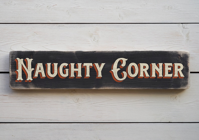 NAUGHTY CORNER Vintage Style Wooden Sign. Handmade Retro - Etsy