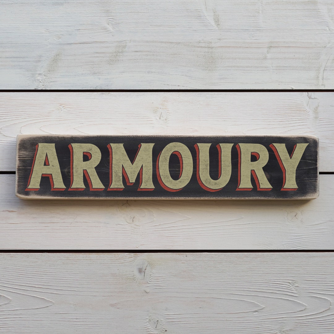ARMOURY Vintage Style Wooden Sign. Handmade Retro Home Gift - Etsy