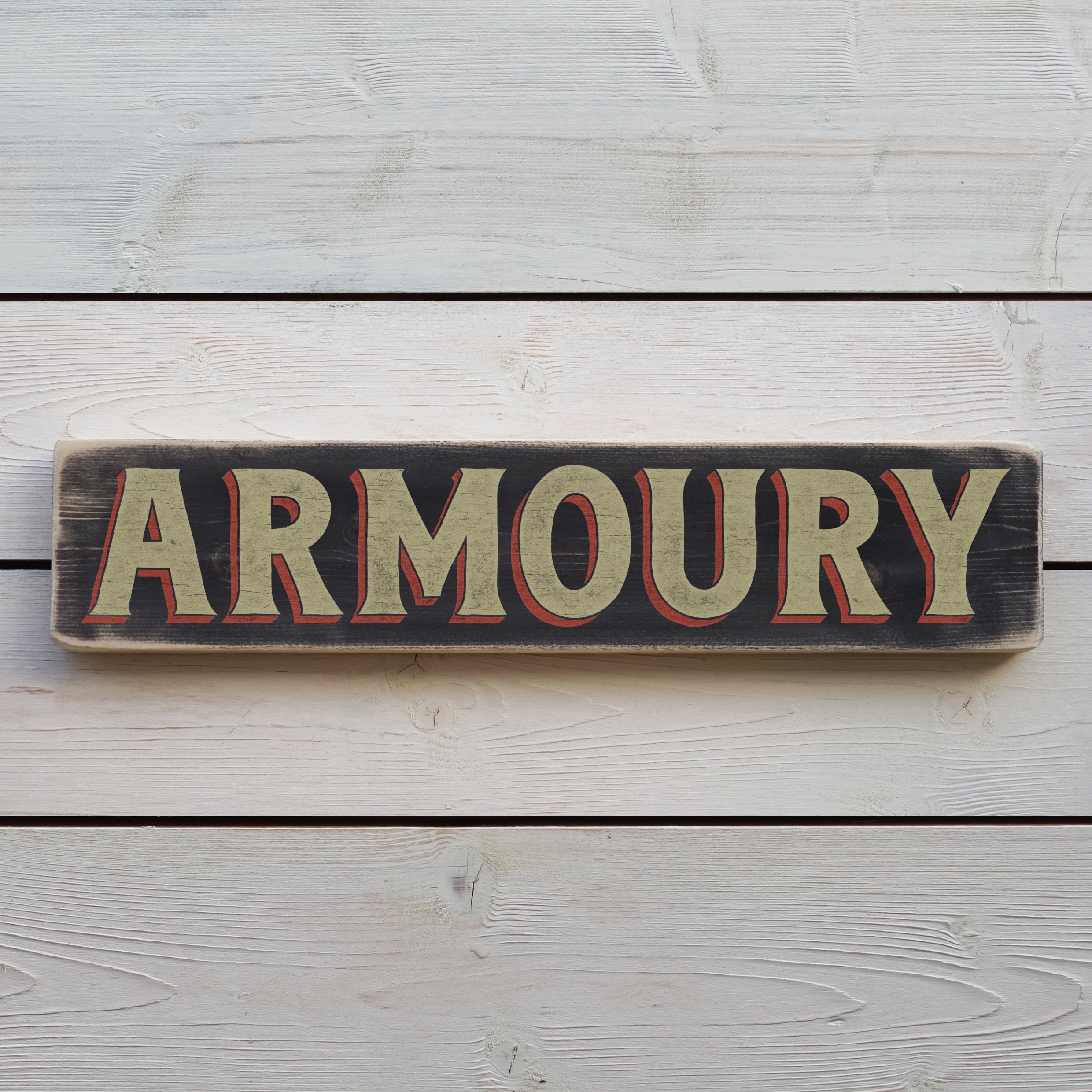 ARMOURY Vintage Style Wooden Sign. Handmade Retro Home Gift - Etsy