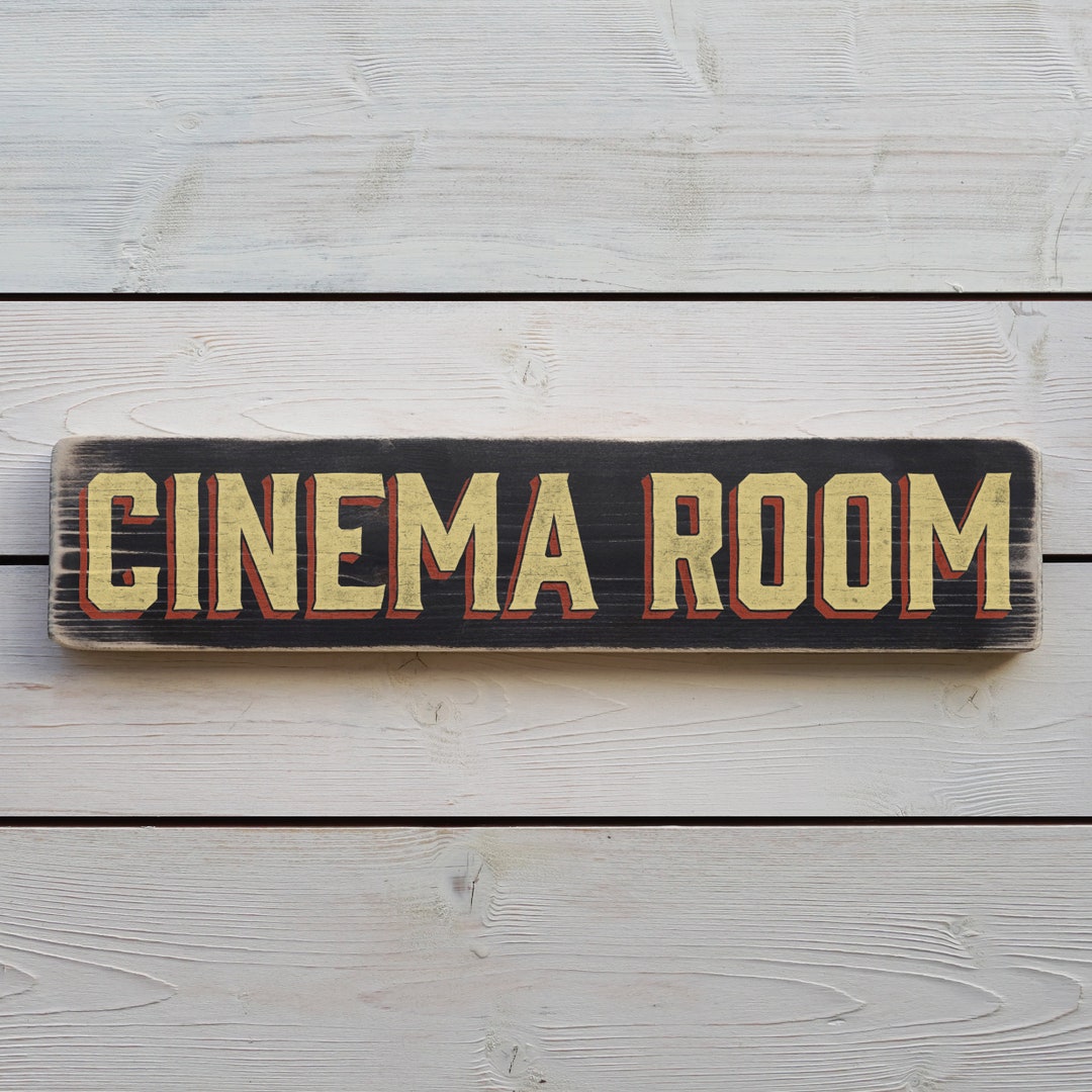 CINEMA ROOM Vintage Style Wooden Sign. Handmade Retro Home Gift - Etsy