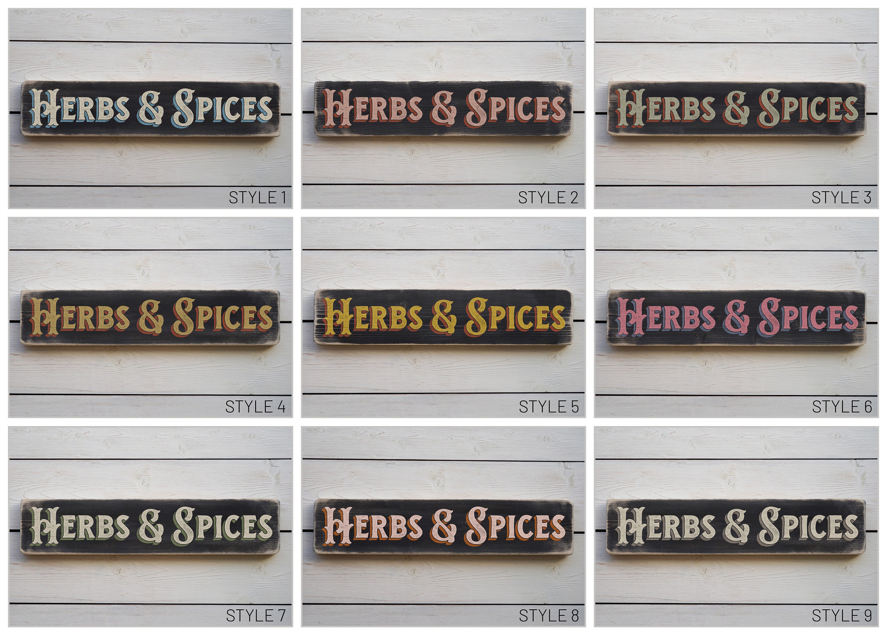 HERBS & SPICES - Vintage Style Wooden Sign. Handmade Retro Home Gift - Etsy