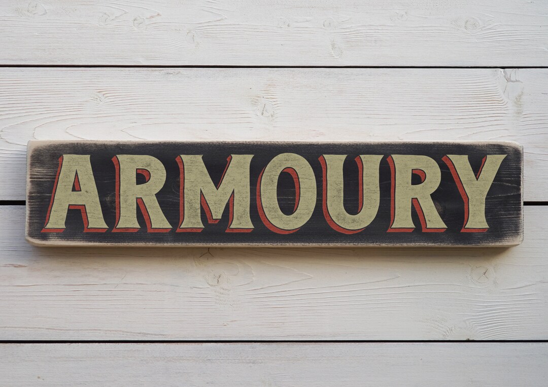 ARMOURY Vintage Style Wooden Sign. Handmade Retro Home Gift - Etsy